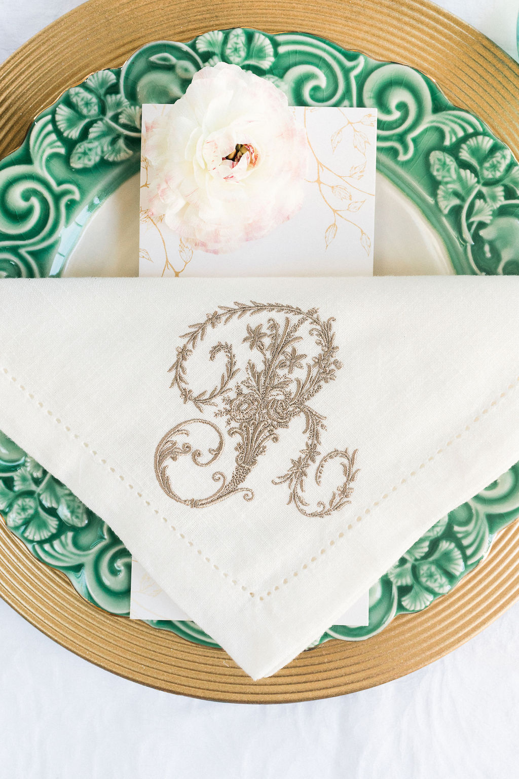 Fancy Vintage Monogram Napkin | The Embroidered Napkin Co