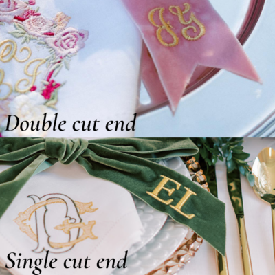 embroidered satin ribbon bow | The Embroidered Napkin Co