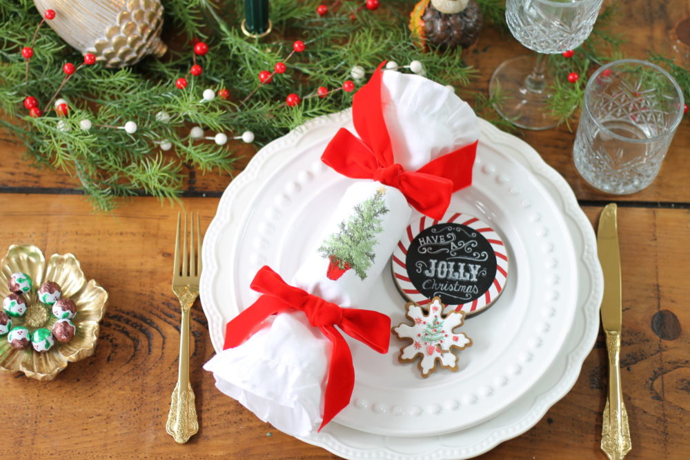 Christmas fabric cracker Tree | The Embroidered Napkin Company