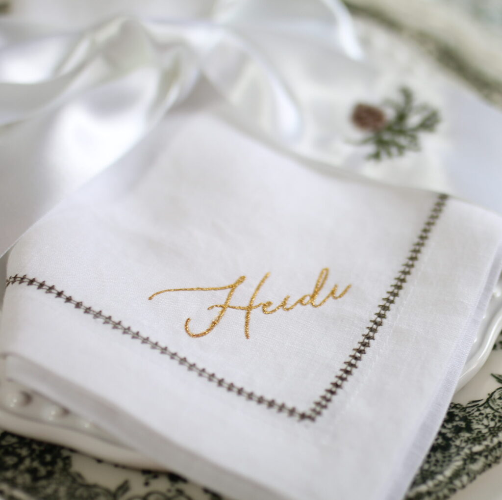 Napkin Personalised with Name | The Embroidered Napkin Co