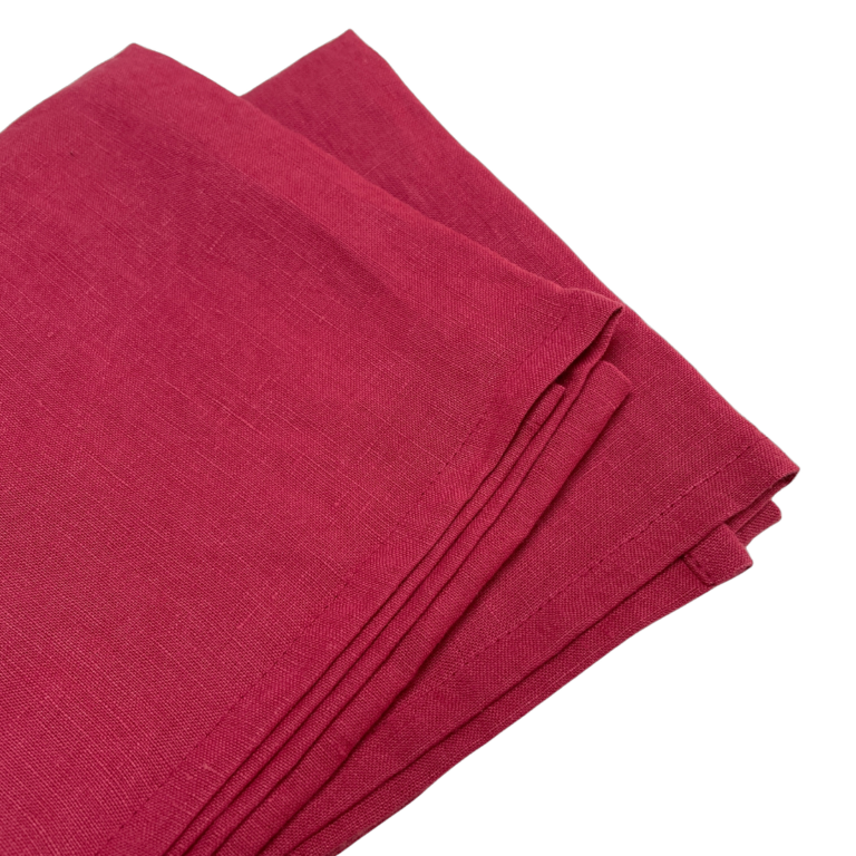 WASHED LINEN - Raspberry pink napkin | Embroidered Napkin Co