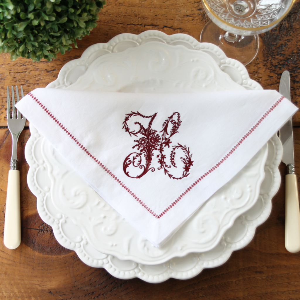 Personalised Washed Linen Napkins | The Embroidered Napkin Company