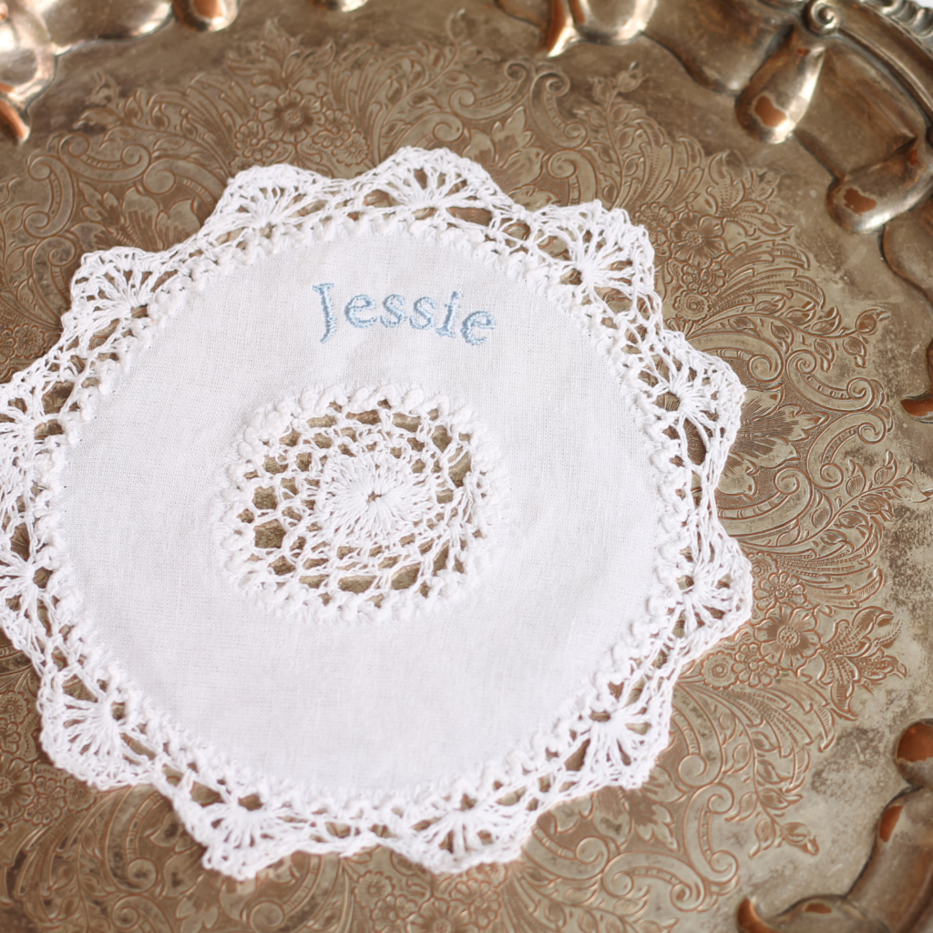 Personalised Crochet Doily | The Embroidered Napkin Co